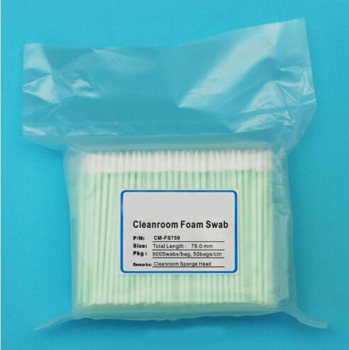 Green Cleanroom Products Plastic Handle Cleanroom Foam Swabs Polypropylene