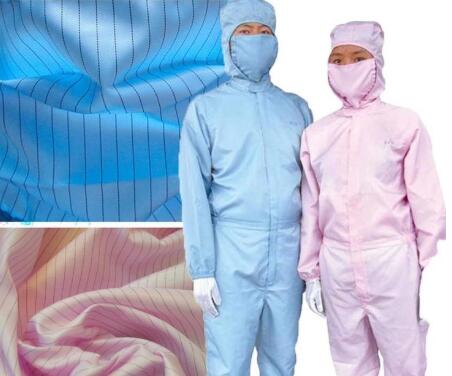 Anti Static ESD Fabric Twill 98 Polyester 2% Conductive Fiber For Work Wear